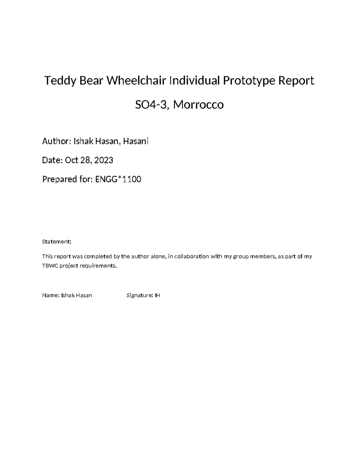 ENGG1100F23hasani indvidual prototype report - Teddy Bear Wheelchair ...