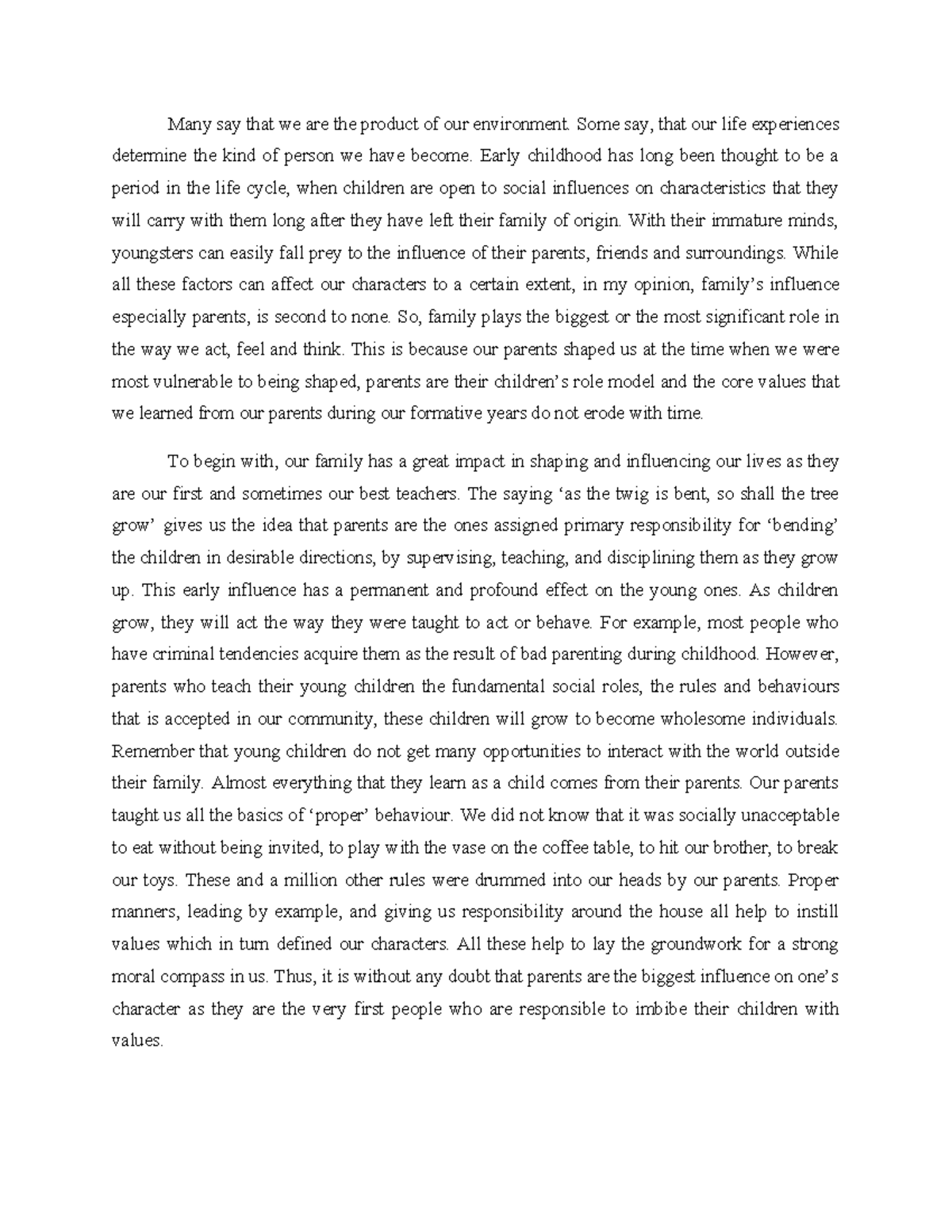 Sample-essay-muet-2020 compress - Many say that we are the product of ...
