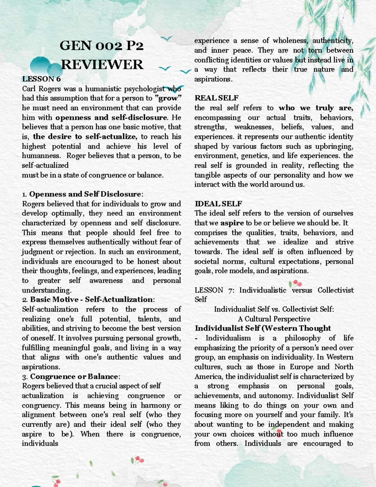 GEN 002 P2 Reviewer - handout for gen 002 exam - GEN 002 P REVIEWER ...
