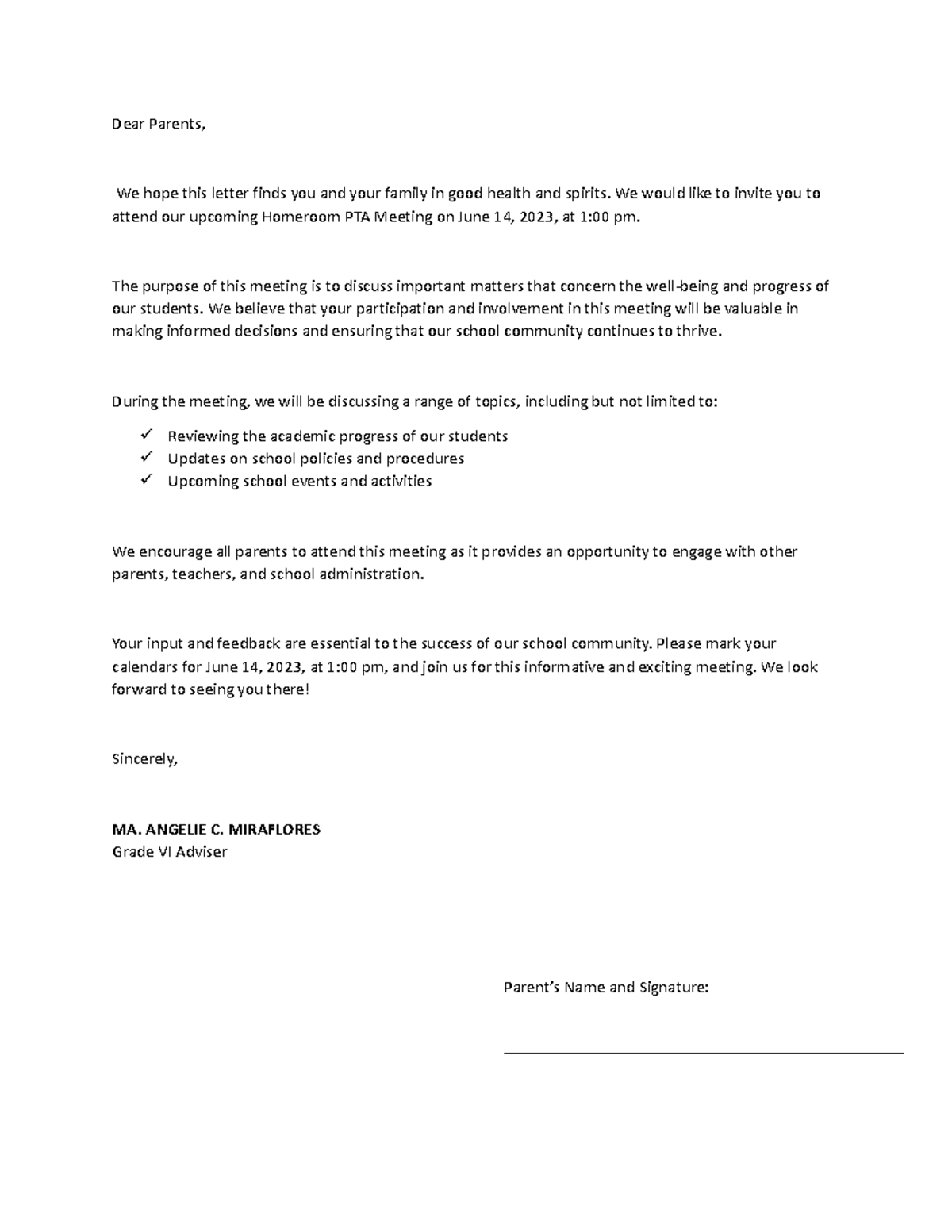 Letter For Parents HPTA Dear Parents Attend Our Upcoming Homeroom letter-for-parents-hpta-dear-parents-attend-our-upcoming-homeroom