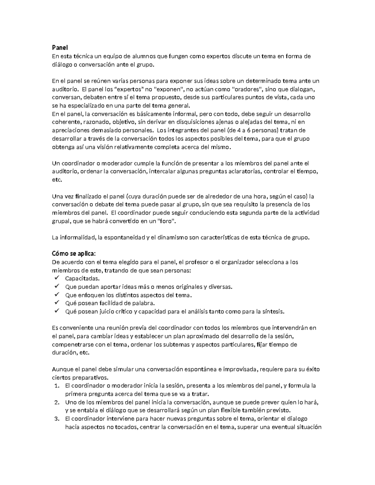Panel - Panel En esta técnica un equipo de alumnos que fungen como ...