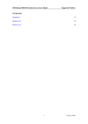 2024S MAS109 Suggested Problems WK4 - Contents Notations Section 3 Section 4 Section 4 Notations ...