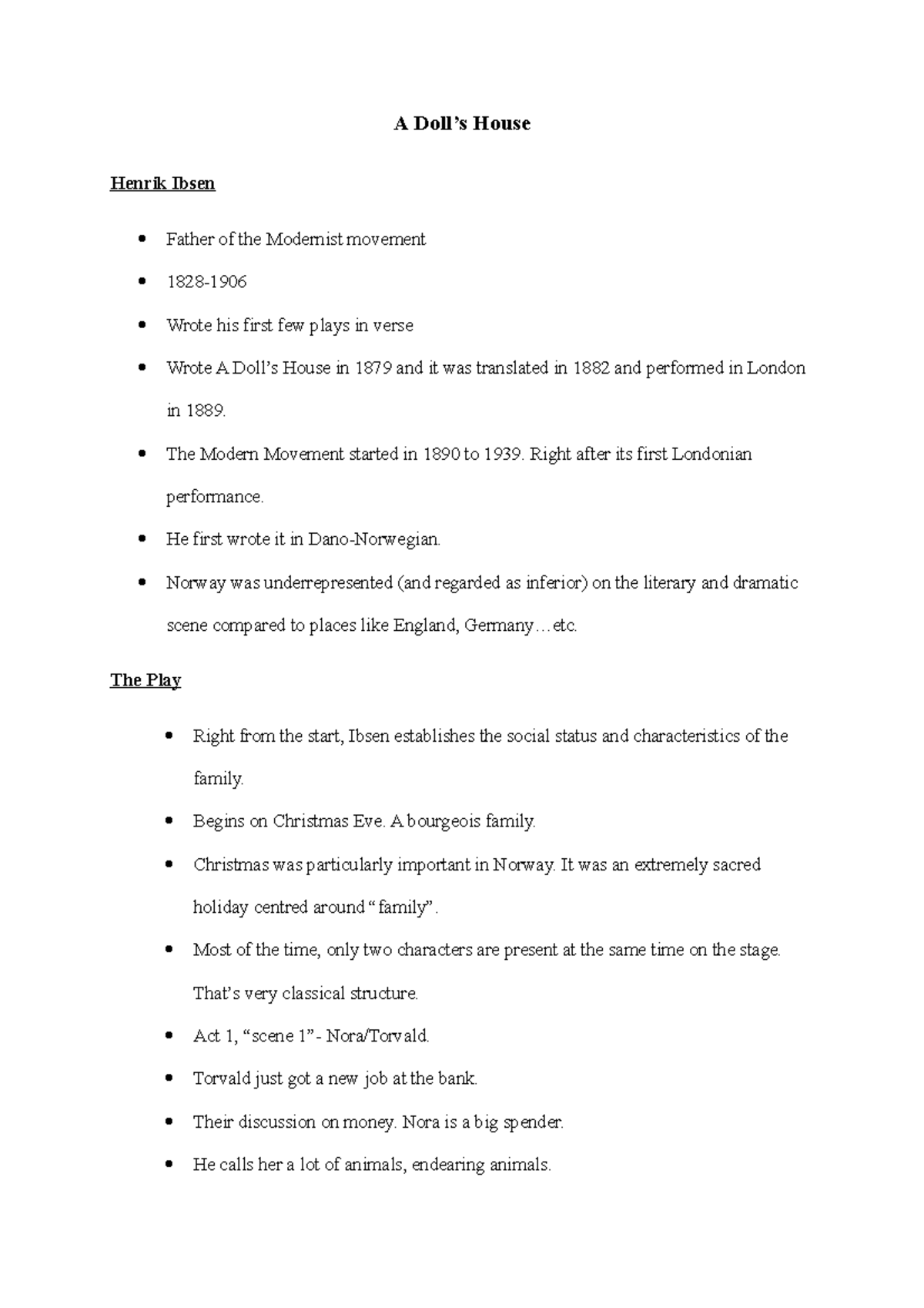 A Doll's House - A Doll’s House Henrik Ibsen Father of the Modernist ...