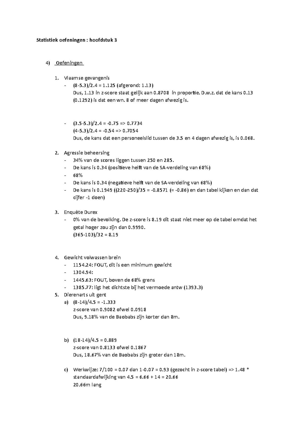 Hoofdstuk 3. standaardnormale verdeling - Statistiek oefeningen ...