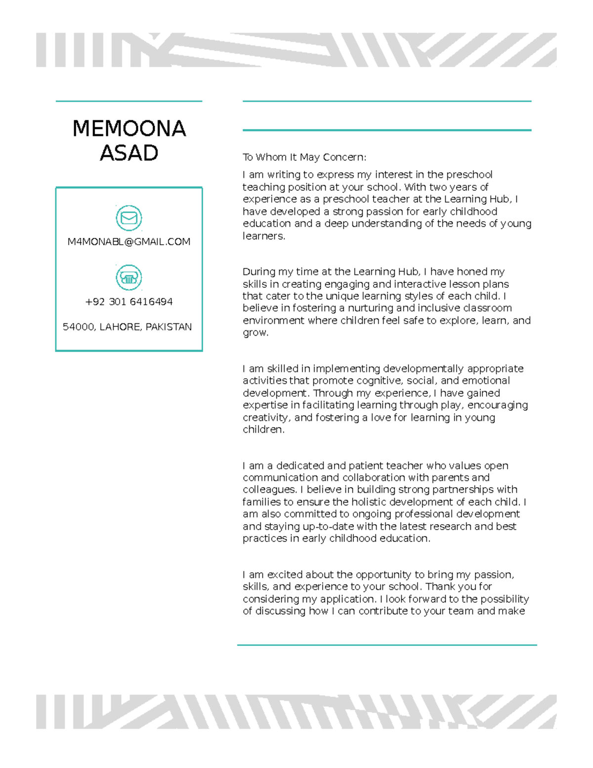 Memoona asad cv 1 - dasdasdasdasdassadadsadasdasd - MEMOONA ASAD ...