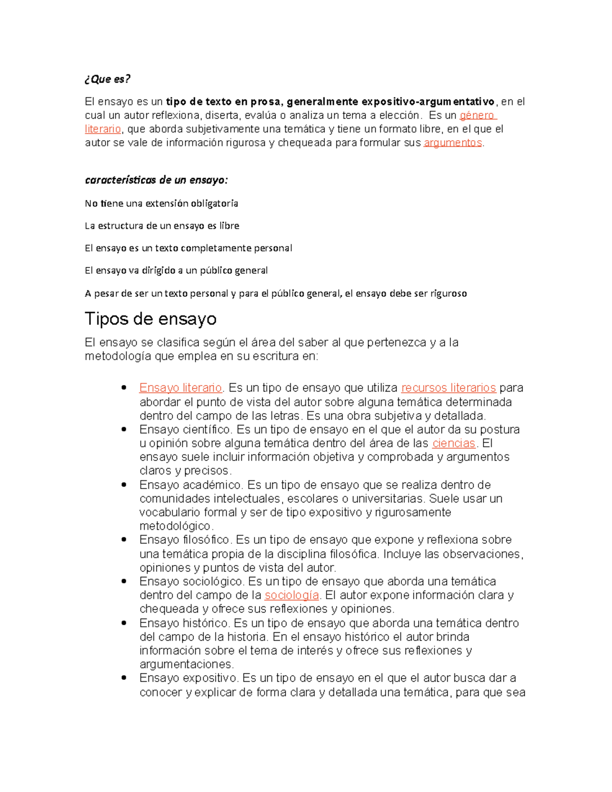 Ensayo - ¿Que es? El ensayo es un tipo de texto en prosa, generalmente expositivo-argumentativo ...