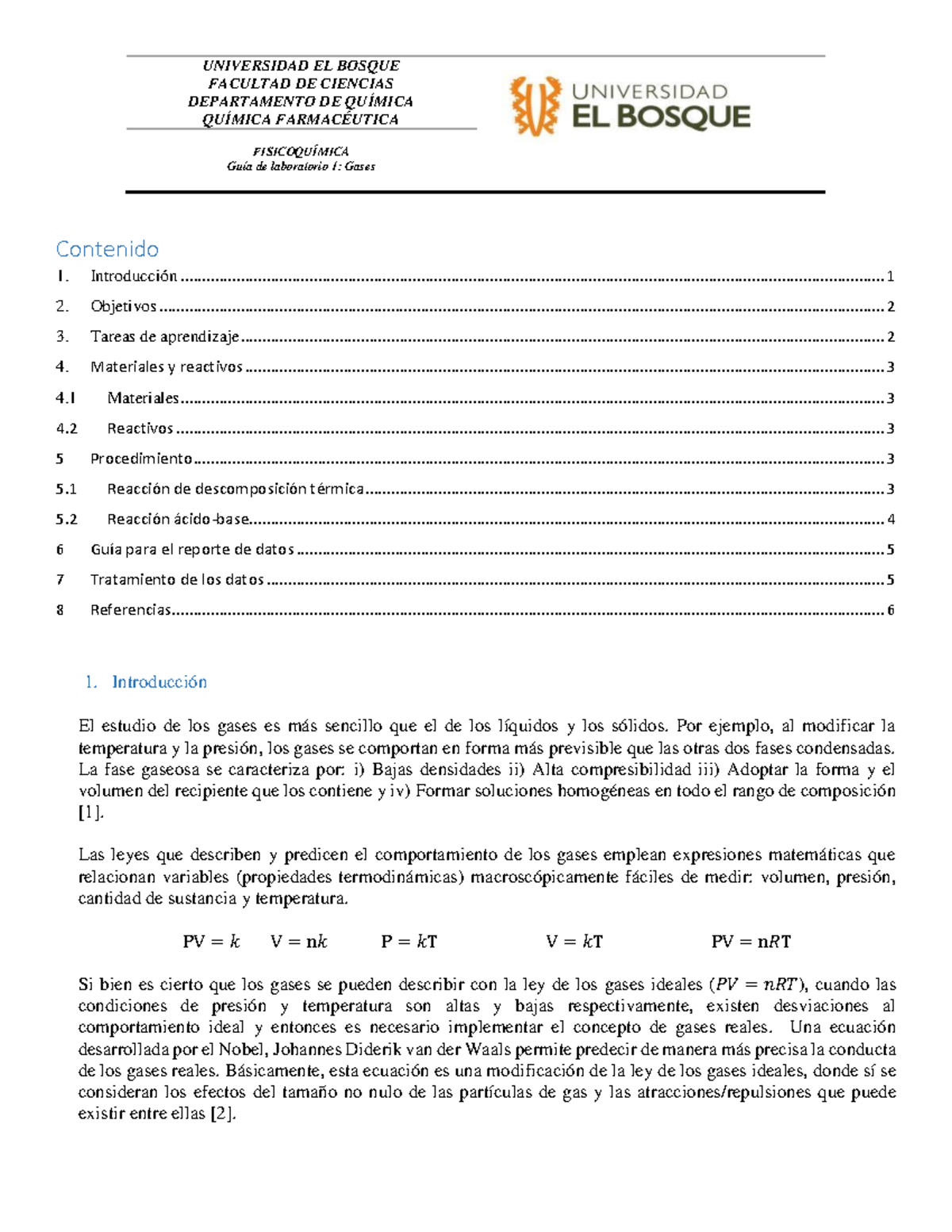 1-Pr Ã¡ctica de laboratorio 1 Gases 2021 - FACULTAD DE CIENCIAS DEPARTAMENTO DE QUÍMICA QUÍMICA ...