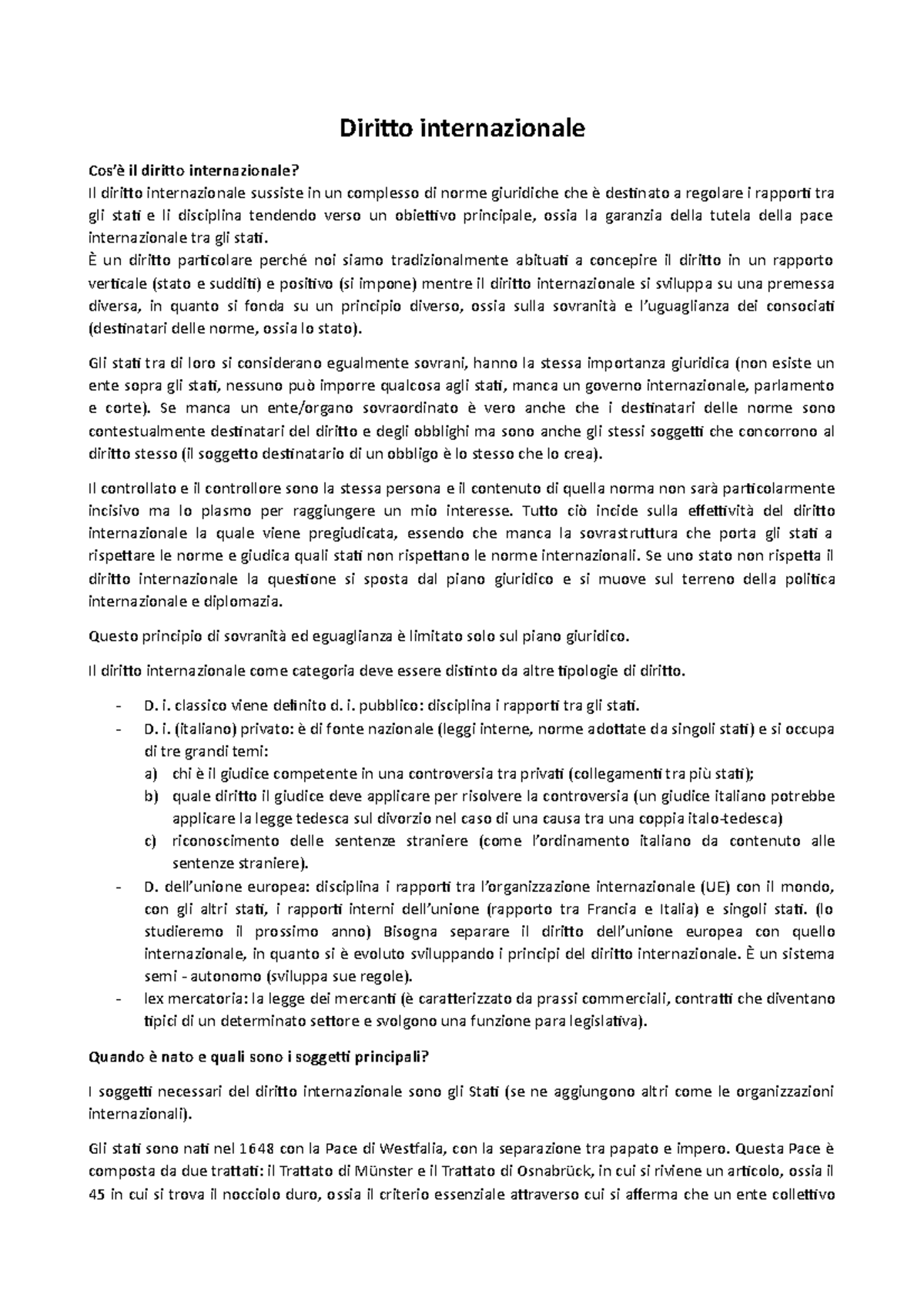Diritto internazionale completo - Diritto internazionale Cos’è il ...