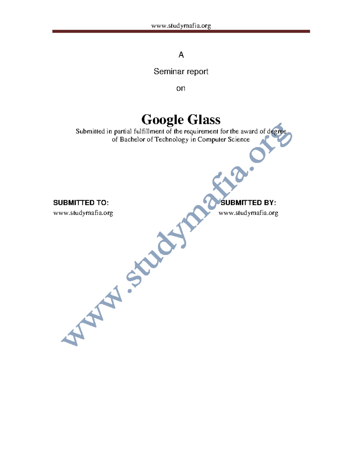 CSE Google Glass report - A Seminar report on Google Glass Submitted in ...