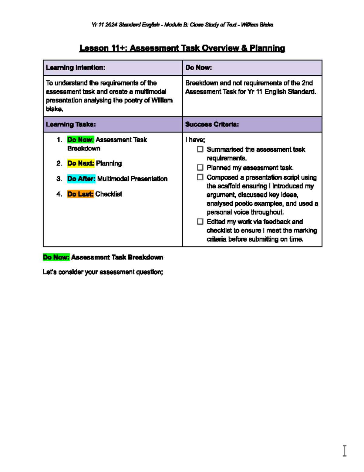 English - multimodal - Yr 11 2024 Standard English Module B: Close ...
