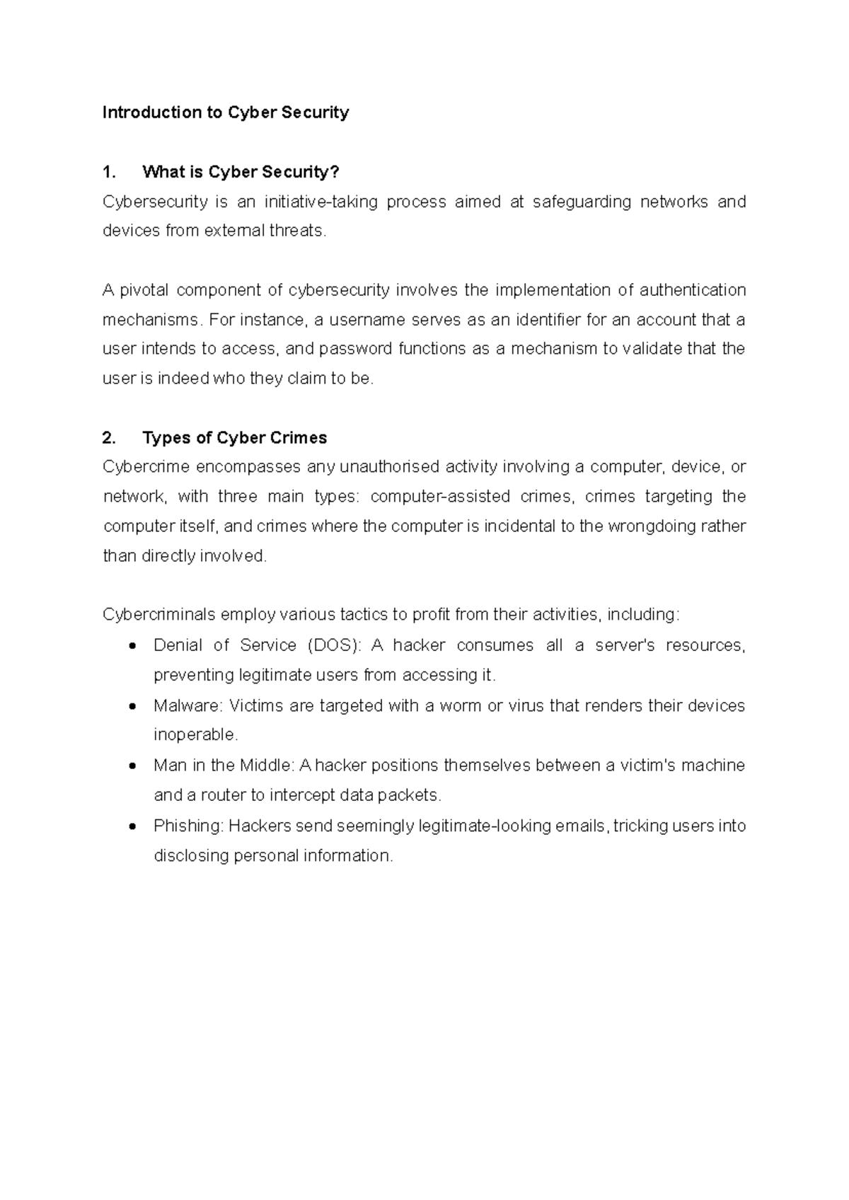 Week 12 Introduction to Cyber security - Introduction to Cyber Security ...