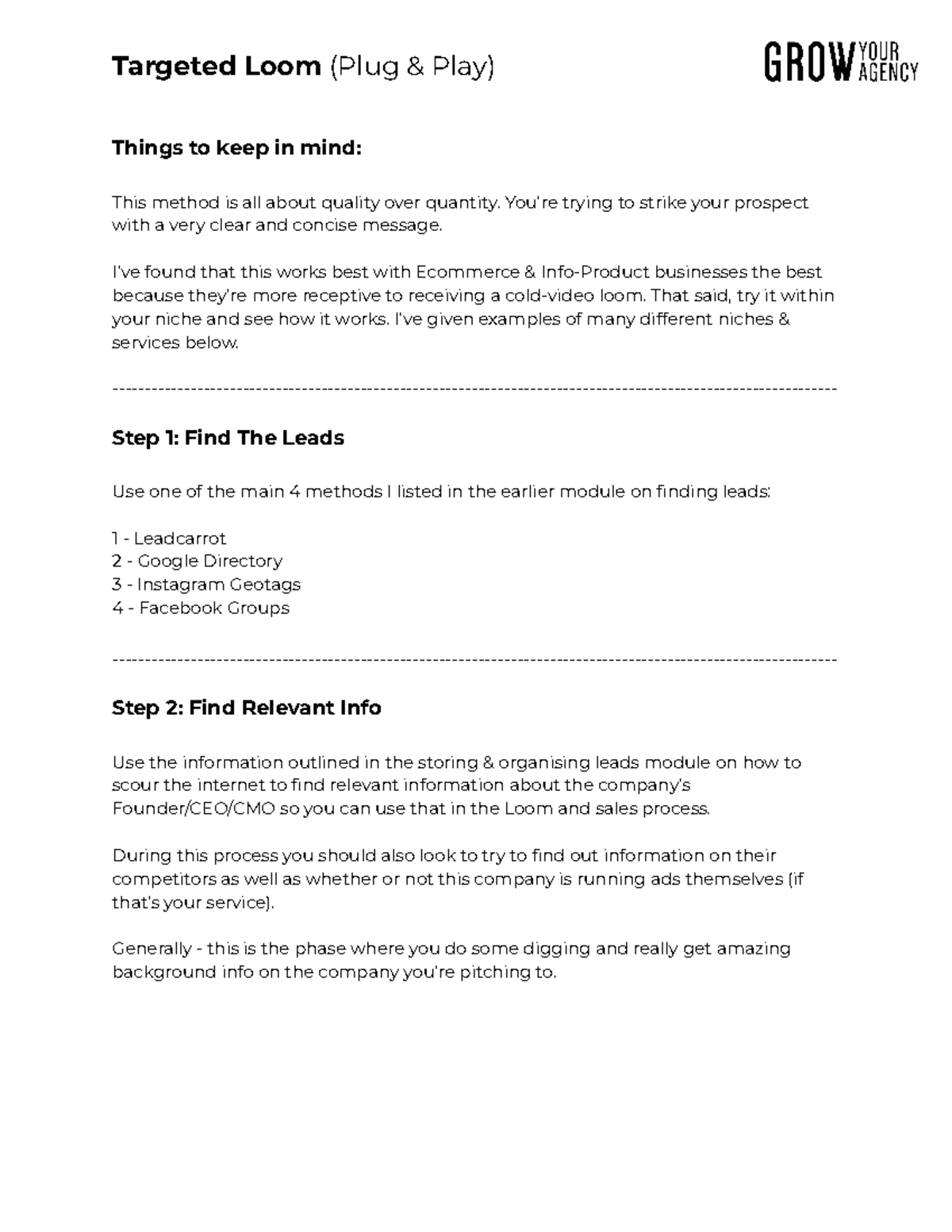 Plug NPlay - Yes - Targeted Loom (Plug & Play) Things to keep in mind ...