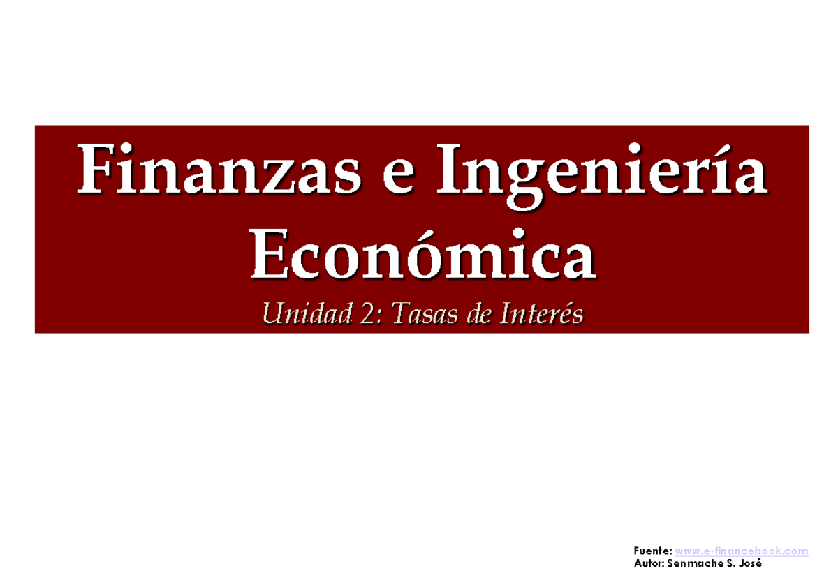 Tasas de Interes - Finanzas e Ingeniería Económica Unidad 2: Tasas de ...