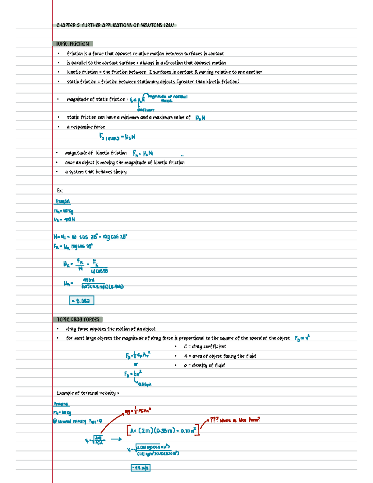 Chapter 5 - Friction,Drag, Elasticity - Chapter 5: further applications ...
