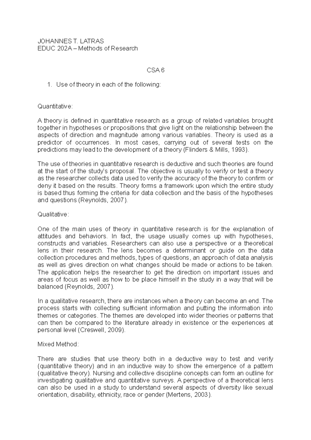 CSA 6 Methods of Research - JOHANNES T. LATRAS EDUC 202A – Methods of ...