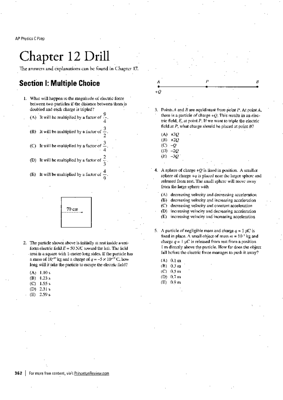 Unit 1 Drill - AP Physics C Prep Chapter 12 Drill The answers and explanations can be found in ...