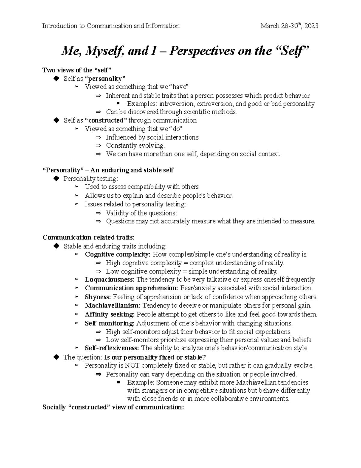 Lecture 15:16 - Self lecture - Me, Myself, and I – Perspectives on the ...