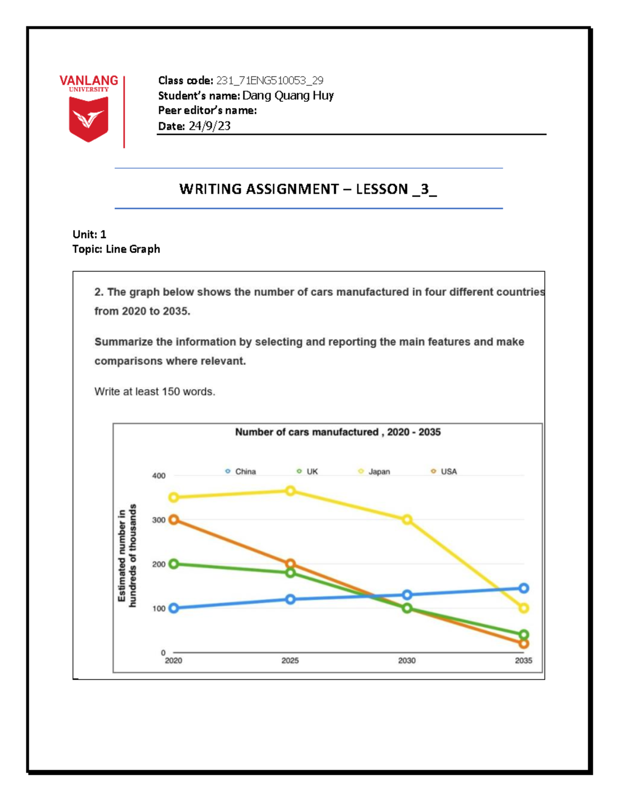 Writing LINE Graph - not thing - Class code: 231_71ENG510053_2 9 ...