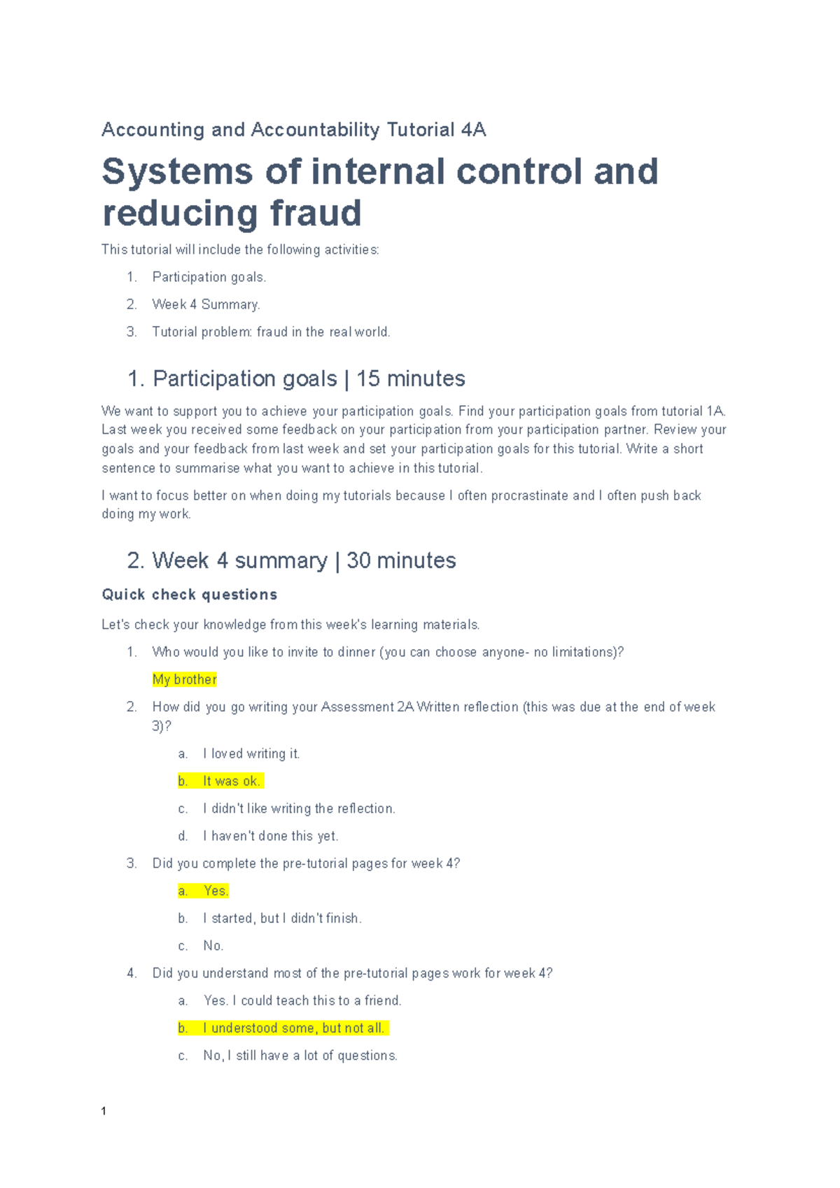 BACC011 Tutorial 4A - Accounting and Accountability Tutorial 4A Systems ...