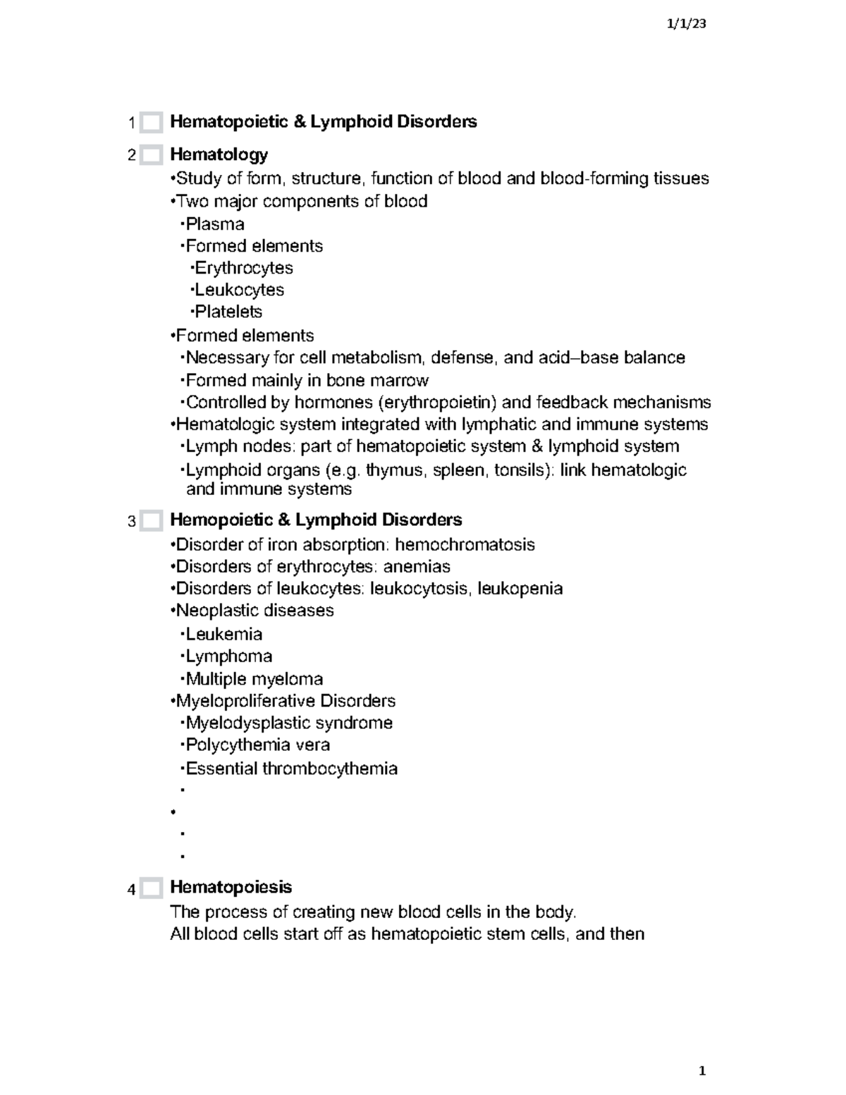 Hematopoietic Lymphoid Disorders - 1/1/ 1 Hematopoietic & Lymphoid ...