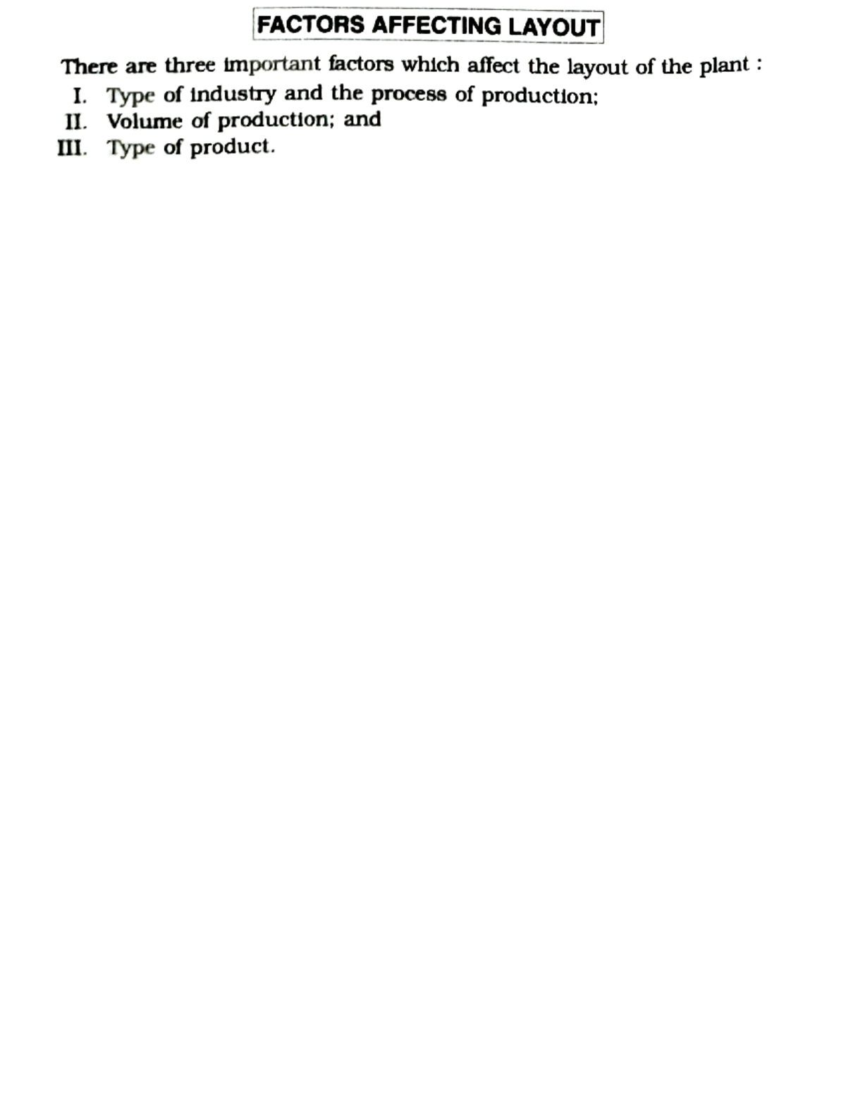 Factors affecting layout - Bachelor of Commerce - Studocu