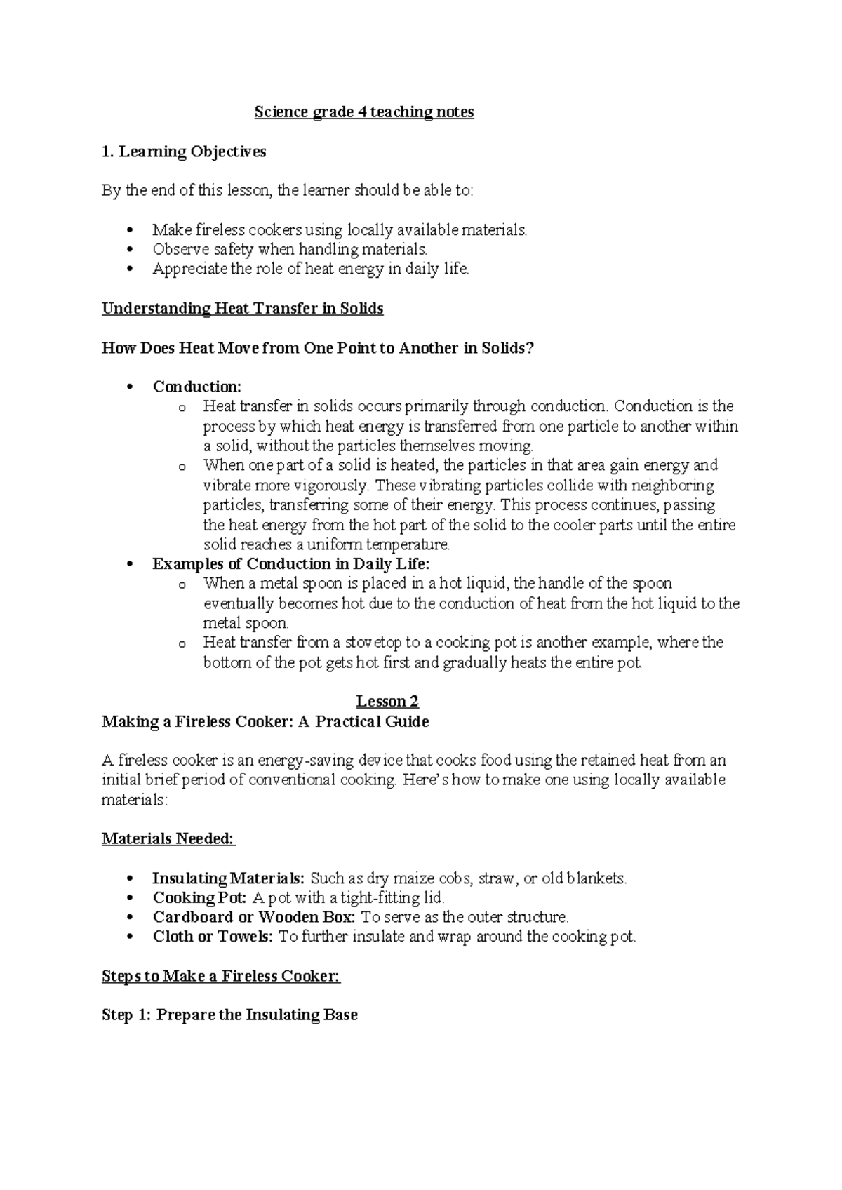 Science grade 4 teaching notes - Science grade 4 teaching notes 1 ...