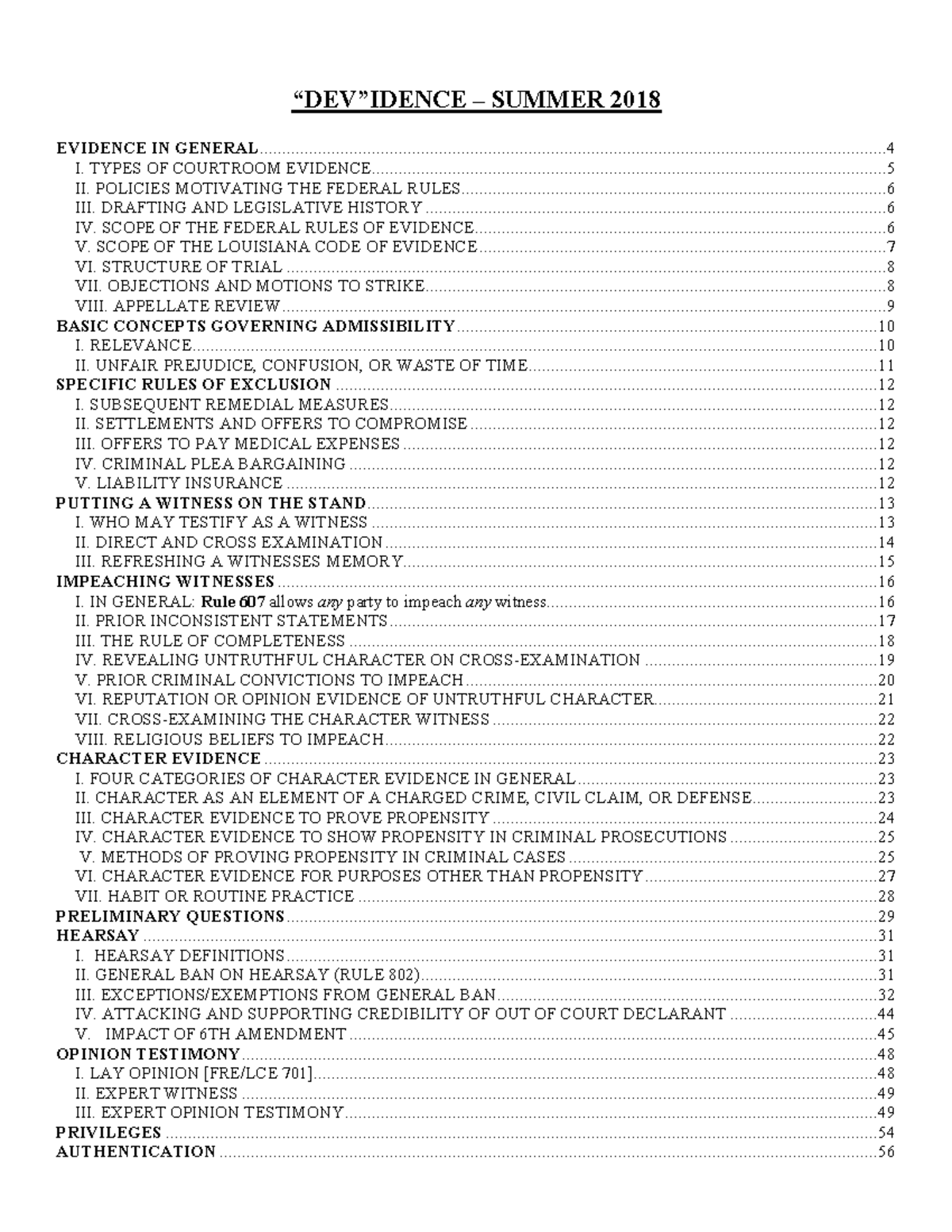 DEVidence - Lecture notes ALL - **“DEV”IDENCE – SUMMER** EVIDENCE IN ...