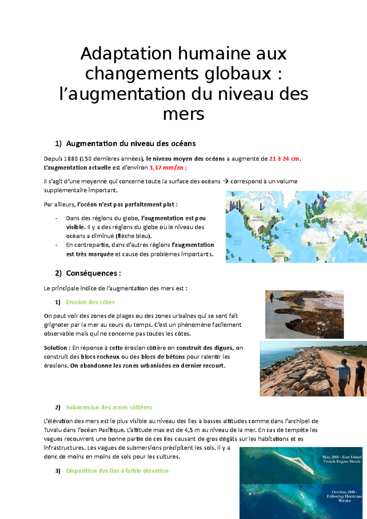 L'élévation du niveau de la mer - Adaptation humaine aux changements ...