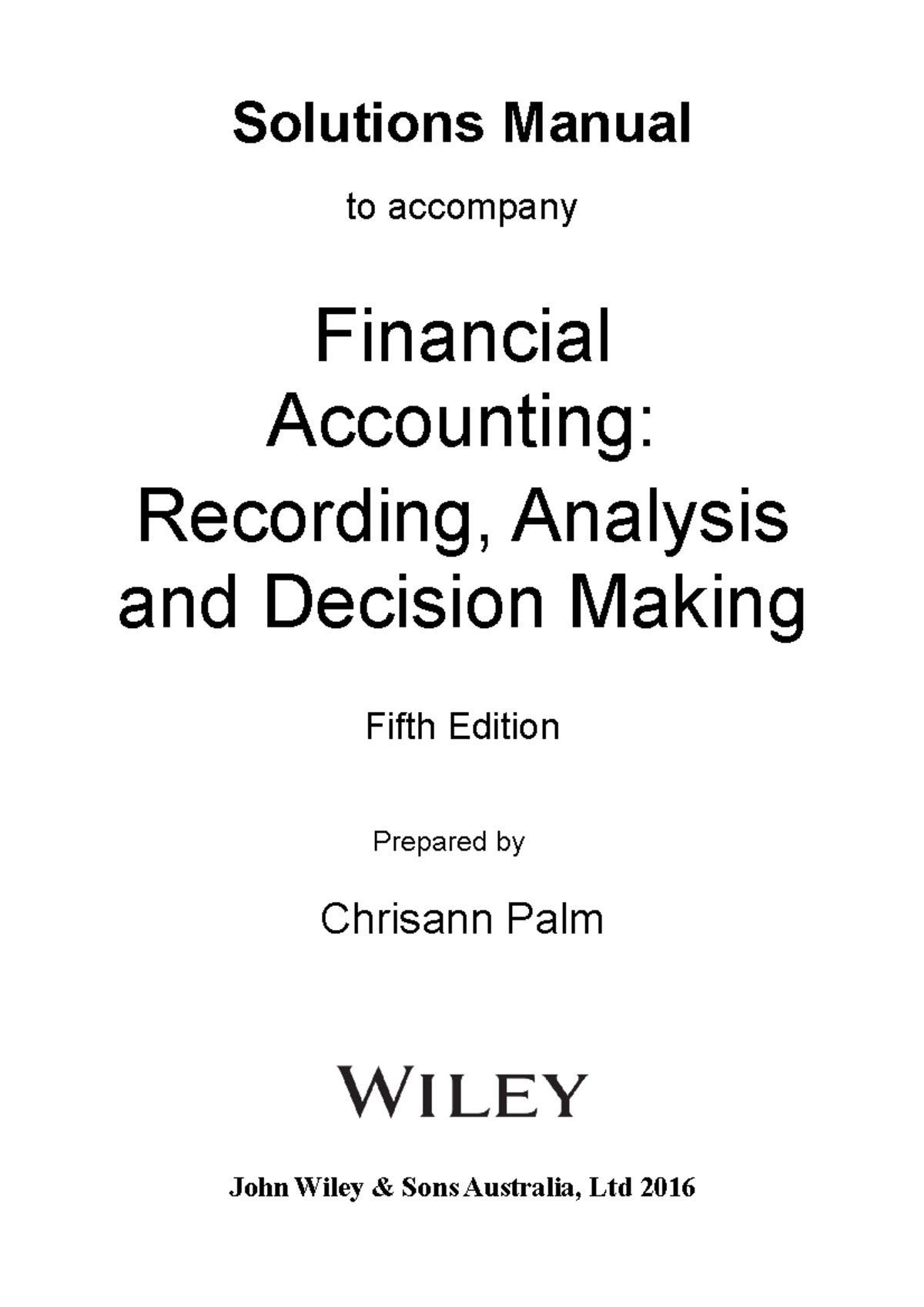 Chapter 7 Textbook Answers - Solutions Manual to accompany Financial ...