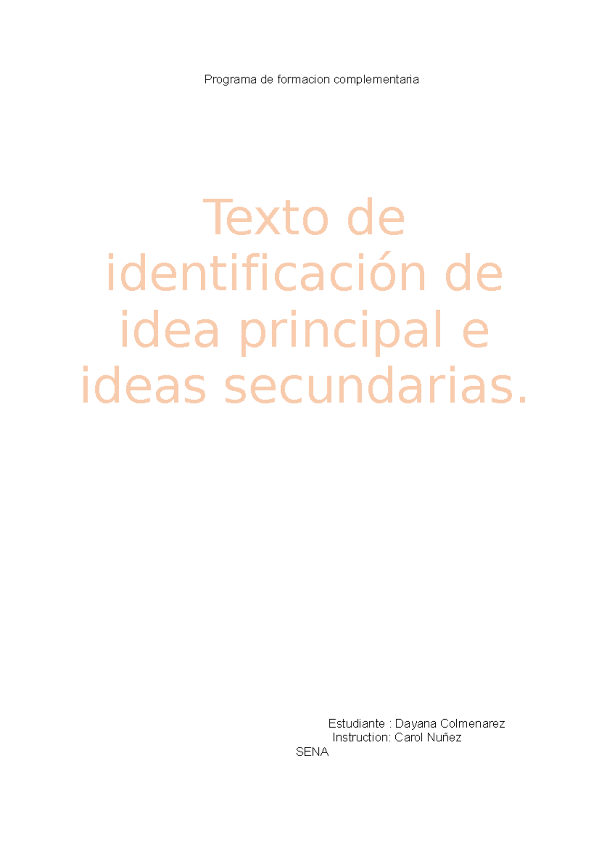 Lecto-escritura ideas principales - Programa de formacion ...