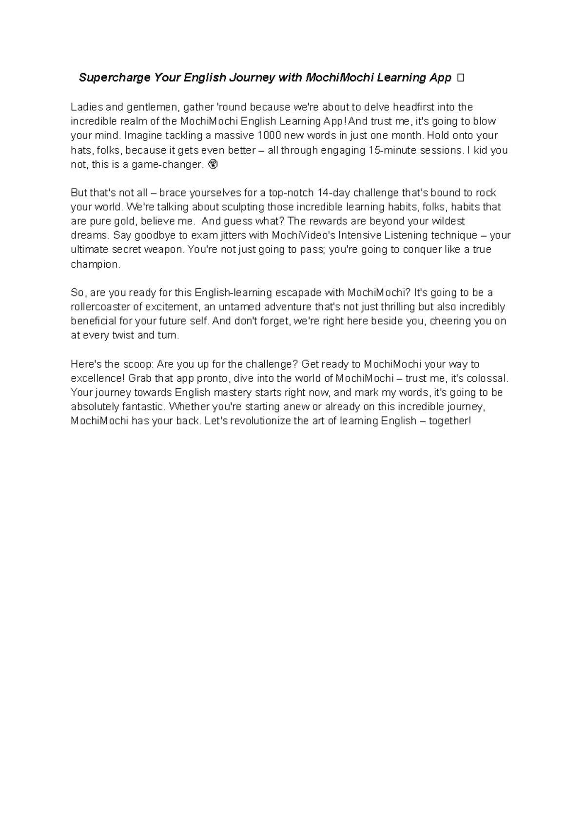 Mochi Mochi English Learning app - Supercharge Your English Journey ...