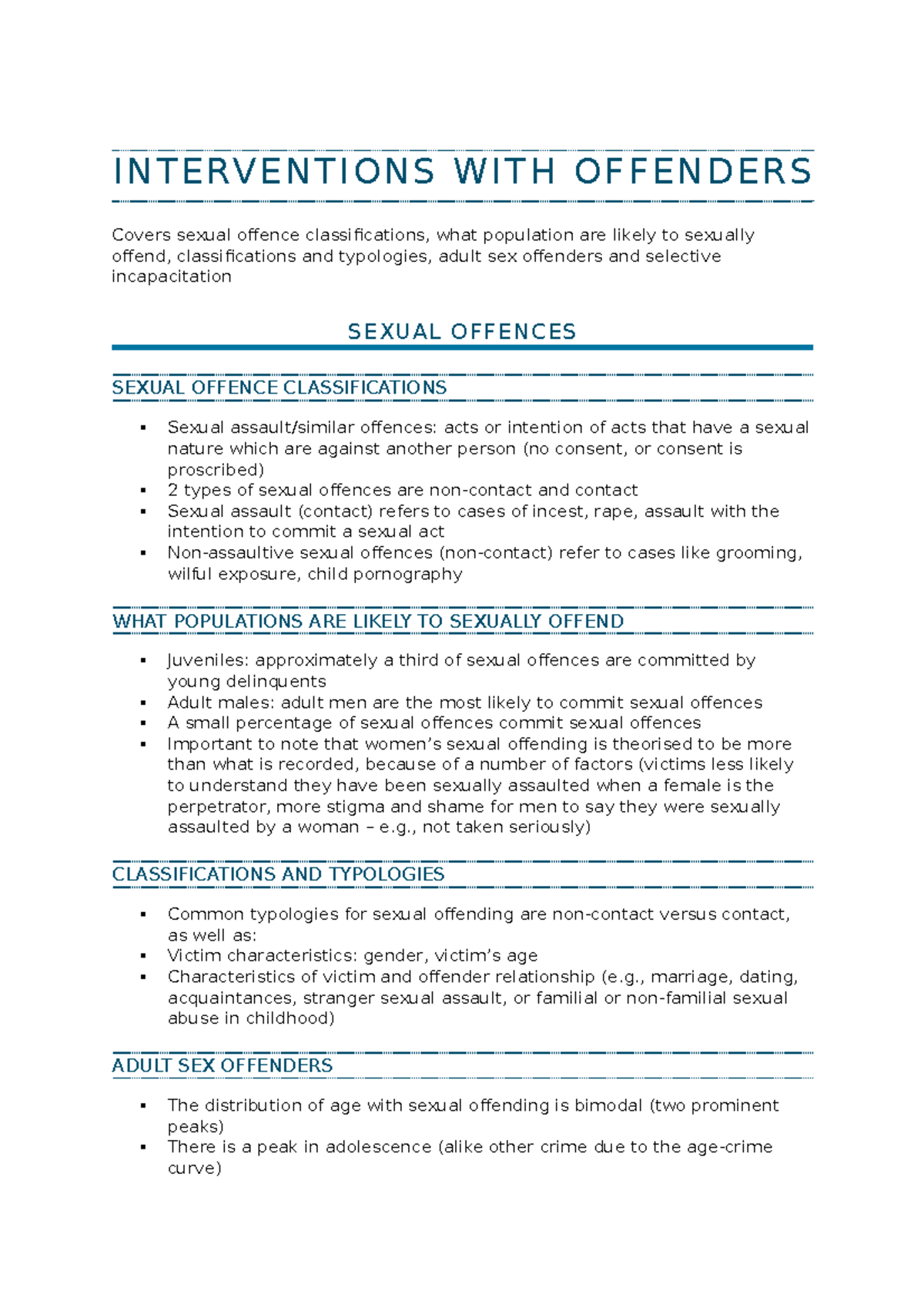 Interventions with offenders 10 - I N T E RV E N T I O N S W I T H O F F E N D E R S Covers ...