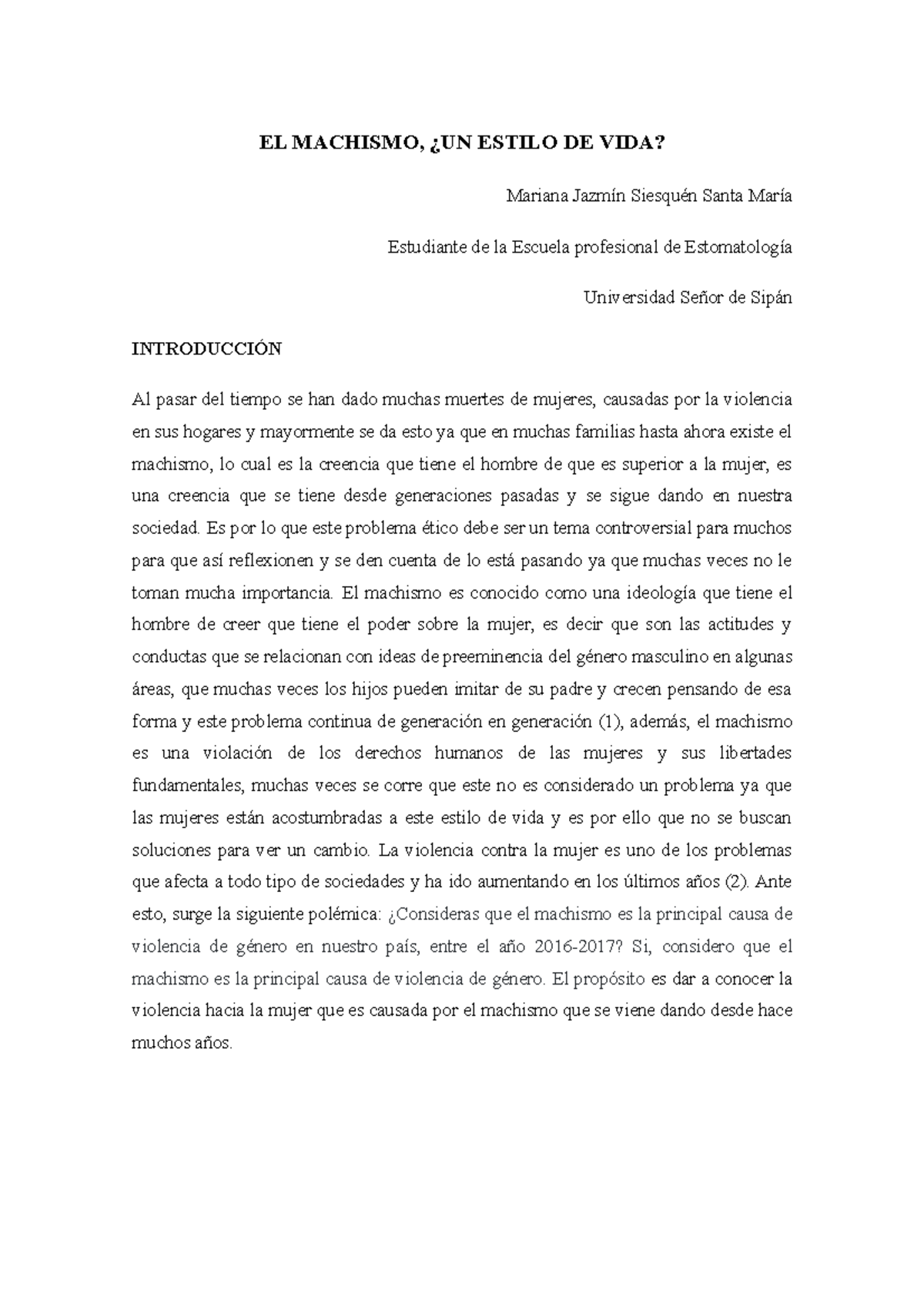 Articulo de opinión El machismo - EL MACHISMO, ¿UN ESTILO DE VIDA ...