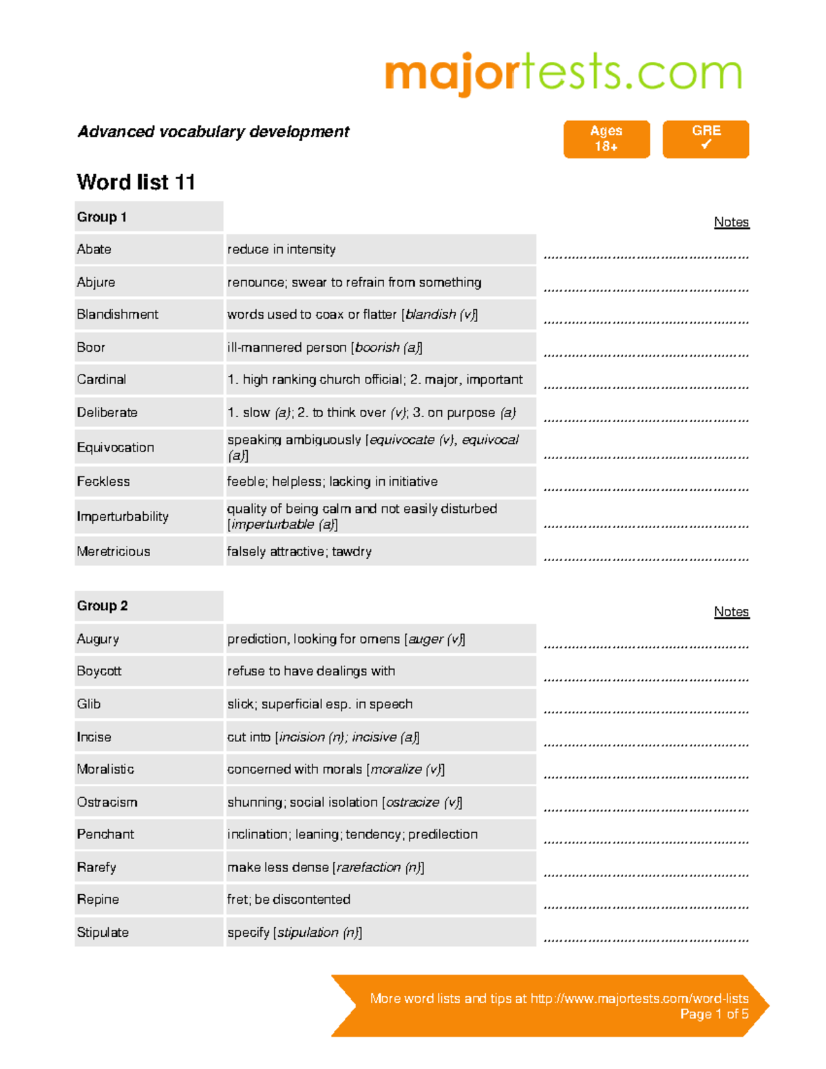 Word-list-11 - vhnjgmm - More word lists and tips at majortests/word ...