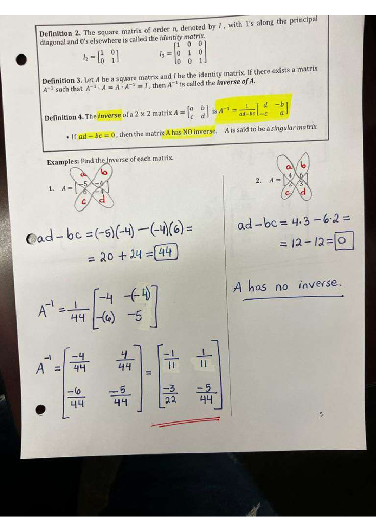 Find the inverse matrix for this examples - MATH 1314 - Studocu