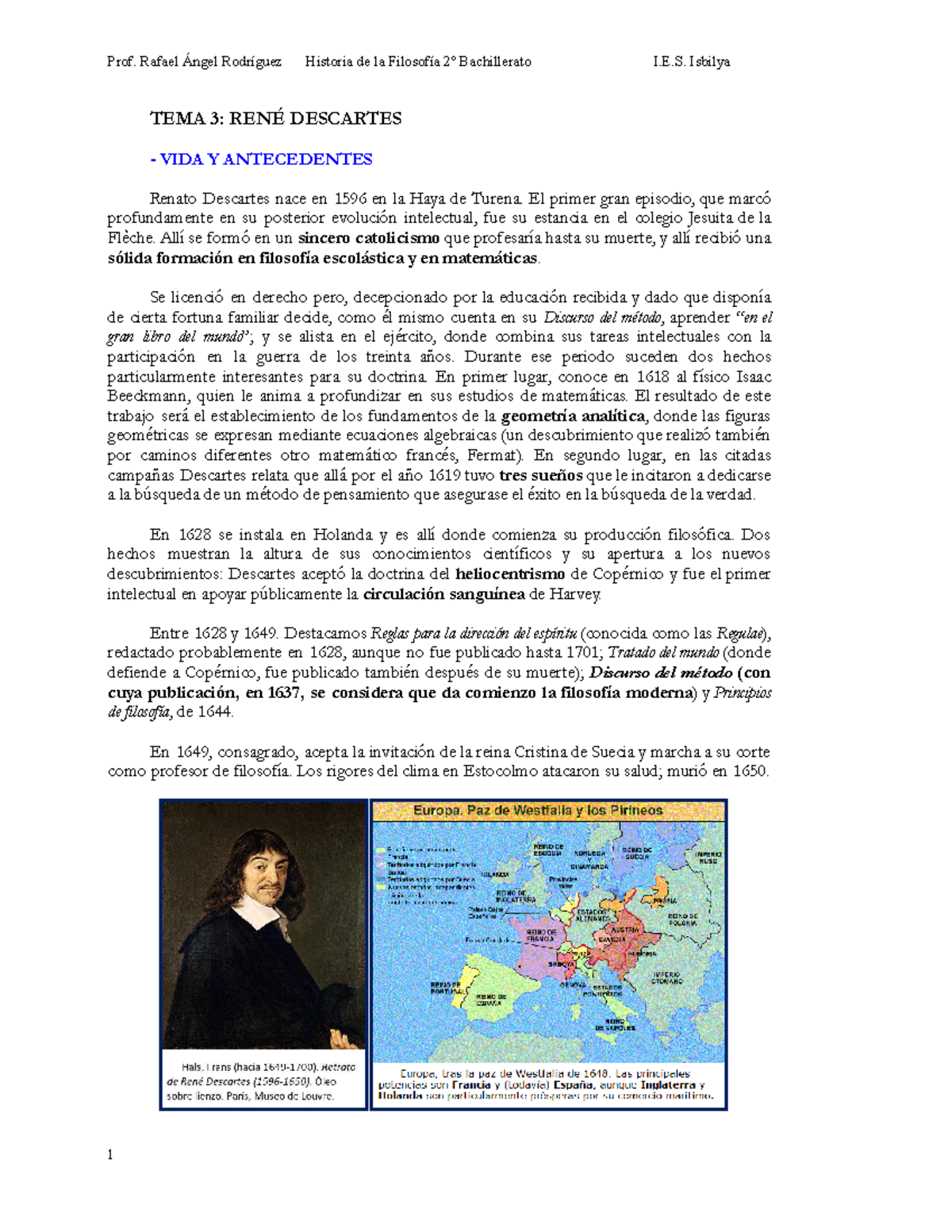 Tema 03. Descartes Abril 2023 - TEMA 3: RENÉ DESCARTES - VIDA Y ...