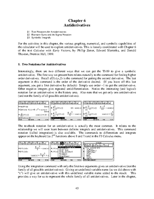 Math 1700 tutorial 10 - 43 Chapter 10 Techniques of Integration §1. Symbolic Checking of Other ...
