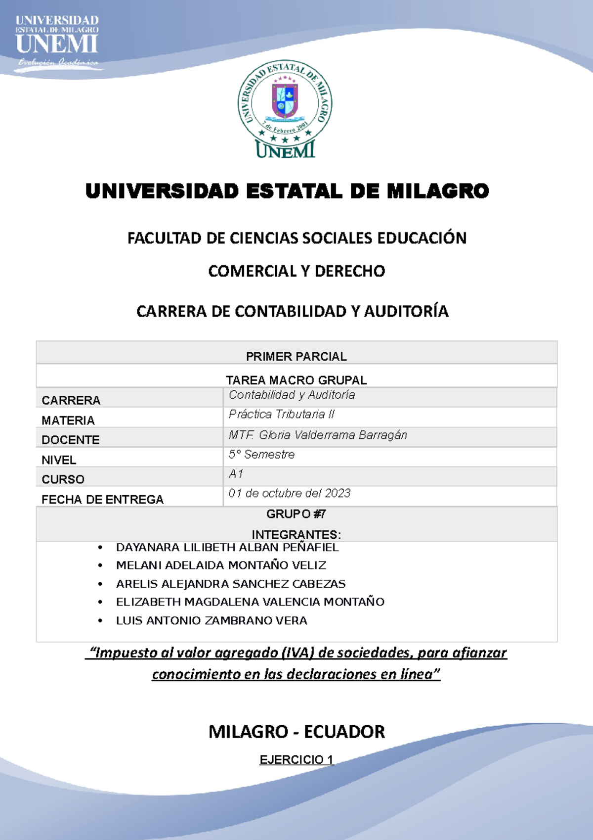 Tarea S3 Trans. Y DECL. Grupo #7 - UNIVERSIDAD ESTATAL DE MILAGRO ...