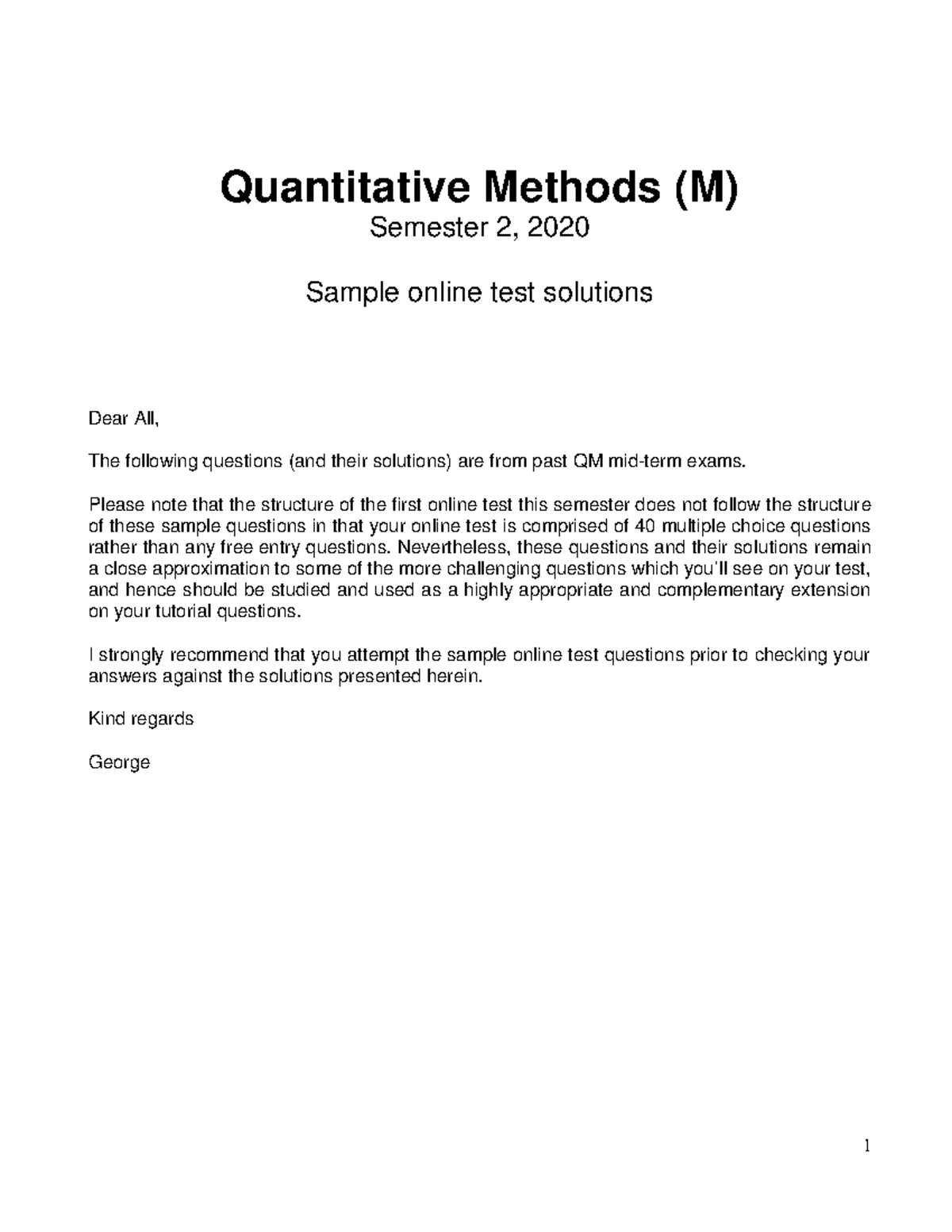 Sample online test solutions - Quantitative Methods (M) Semester 2, 20 ...