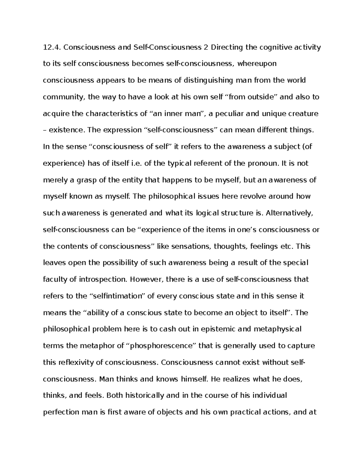 Philosophy 132 - Consciousness and Self-Consciousness 2 Directing the ...