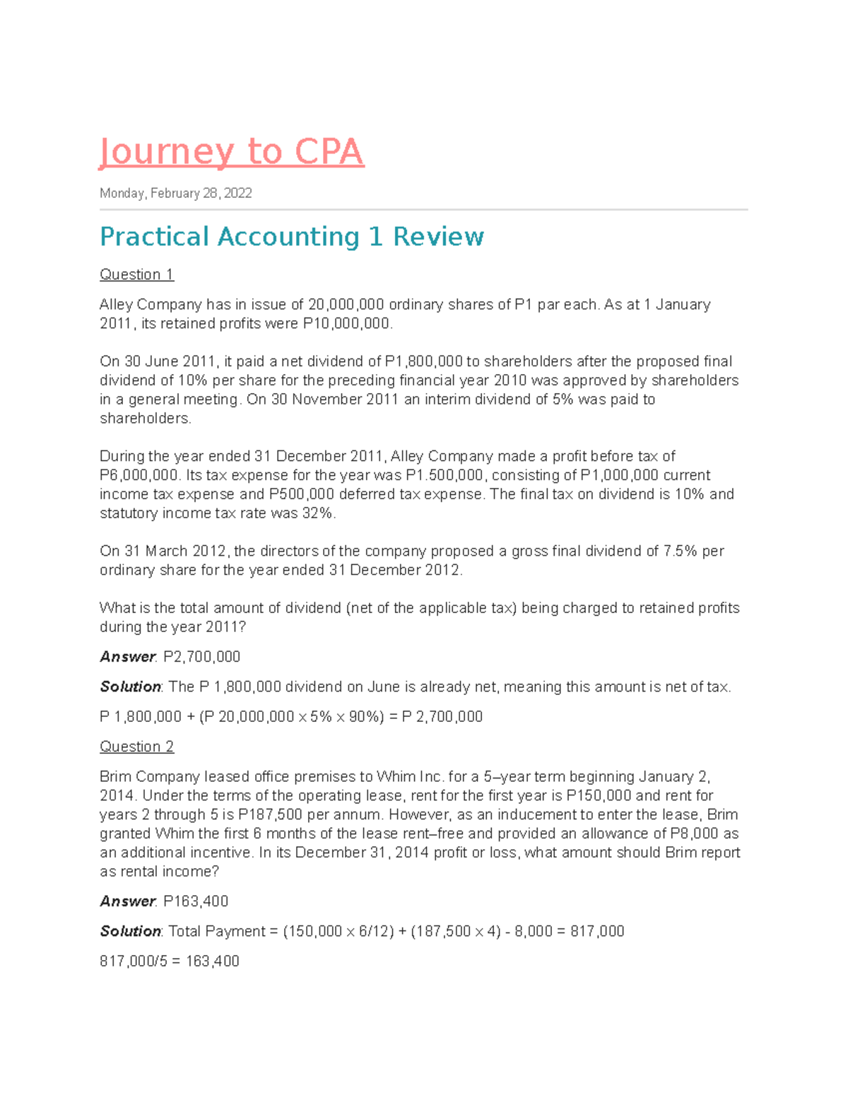 Documents for Accounting PPE and Government Grant - Journey to CPA ...