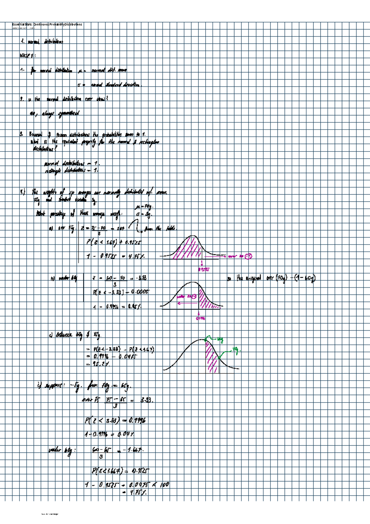Essential Stats Continuous Probability Distributions - Studocu