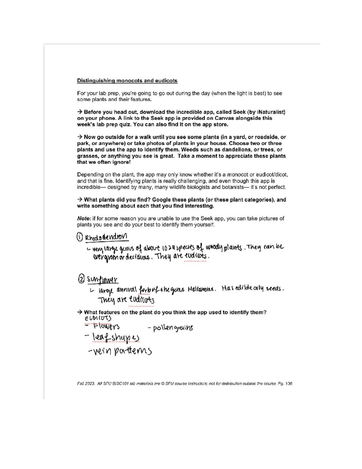 BISC 101 Week 9 pre lab - lab prep - BISC 101 - Studocu