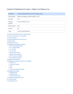 RCSD Partea 1 comenzi Linux - Sisteme informatice bazate pe soluții deschise. Complemente ...