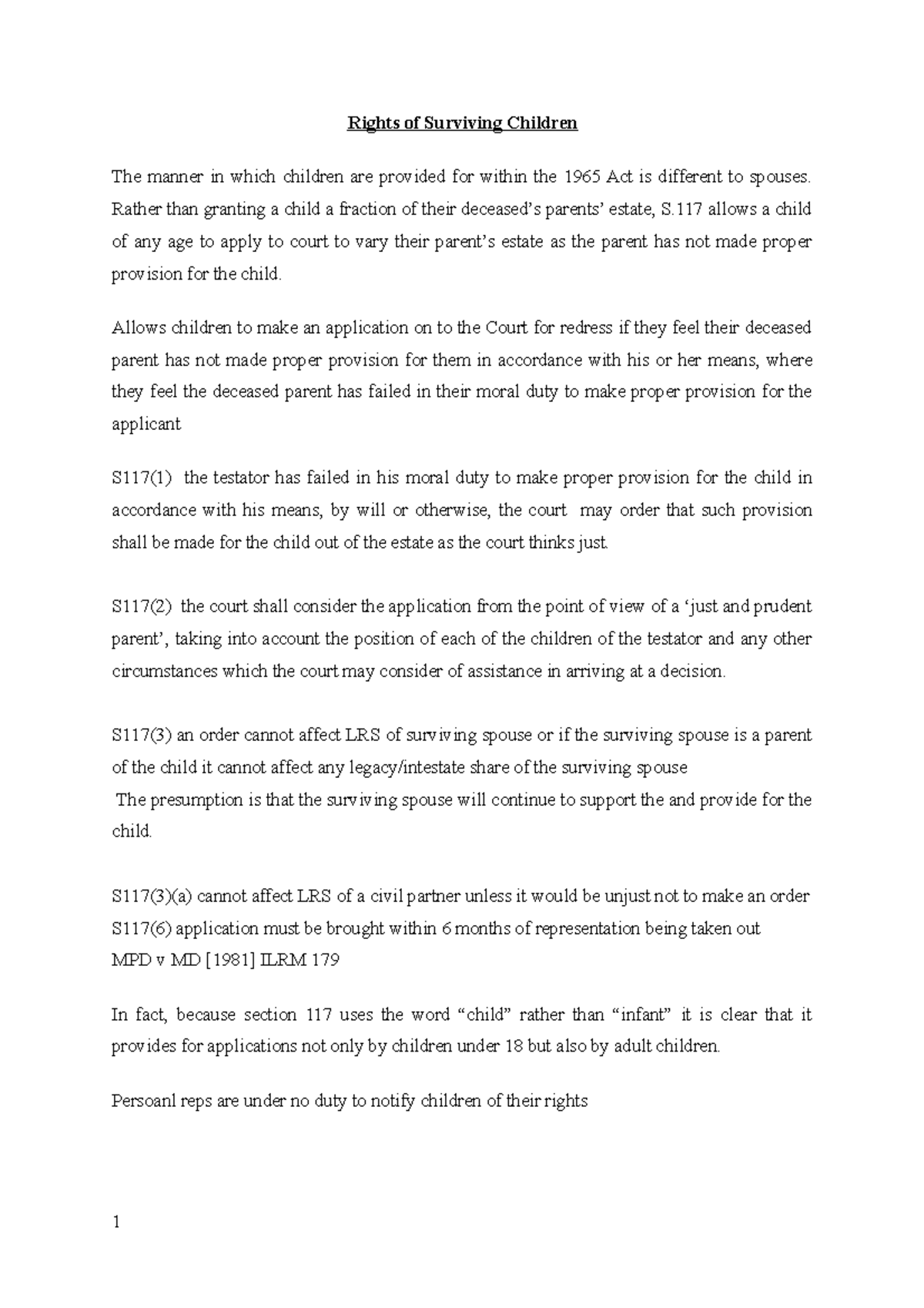 5 - Rights of Surving Child - Rights of Surviving Children The manner ...