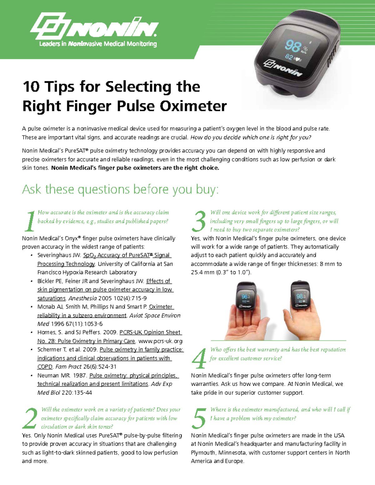 10 Tips for Selecting a Fingertip Pulse Oximeter - 10 Tips for ...