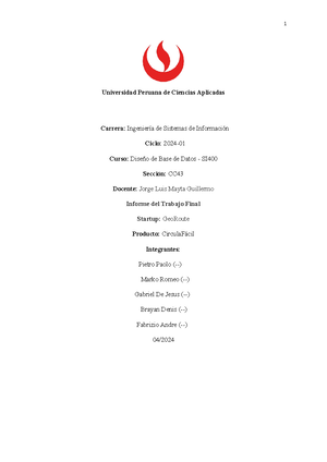 Diseño de base de datos - SI400 - UPC - Studocu