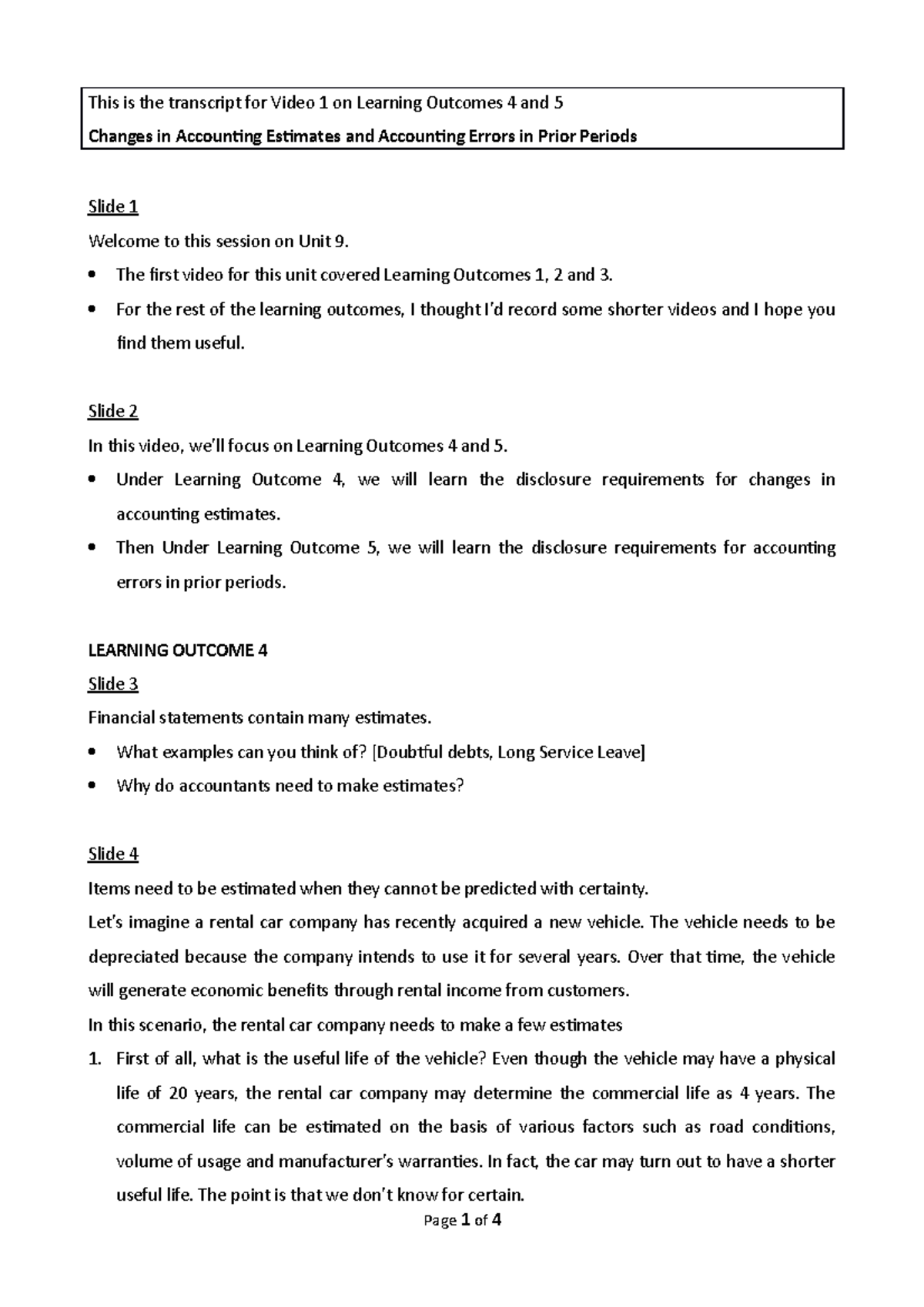 Transcript for Unit 9 Video 1 (LO 4 and LO 5) - This is the transcript ...