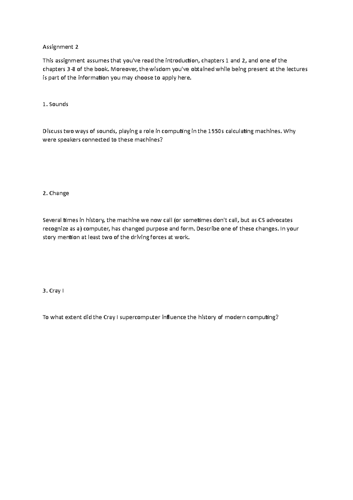 History of science for CS assignment 2 - Assignment 2This assignment ...