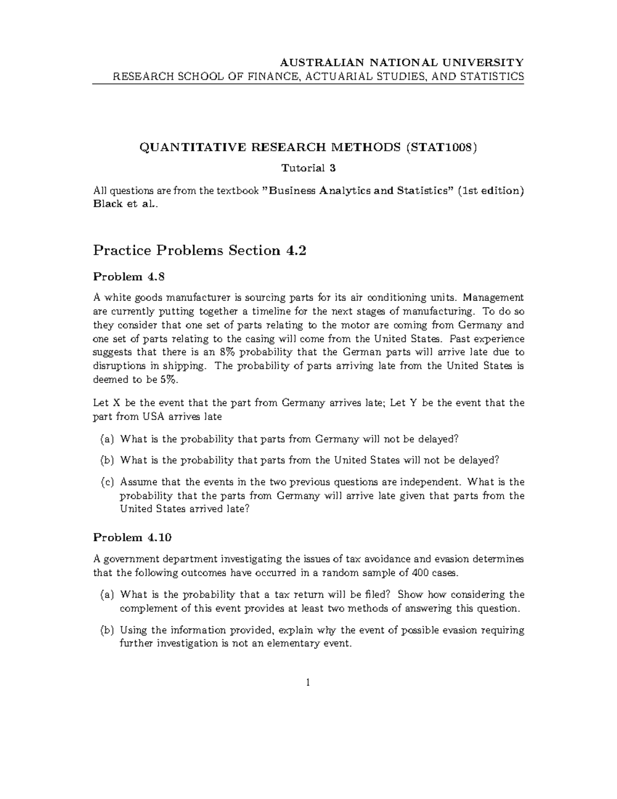 STAT1008 Tutorial 3 - have fun - RESEARCH SCHOOL OF FINANCE, ACTUARIAL ...